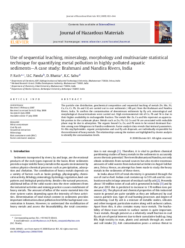 Pdf Use Of Sequential Leaching Mineralogy Morphology And Multivariate Statistical Technique