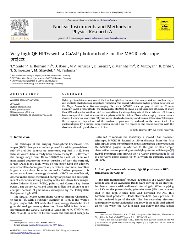(PDF) Very high QE HPDs with a GaAsP photocathode for the MAGIC ...