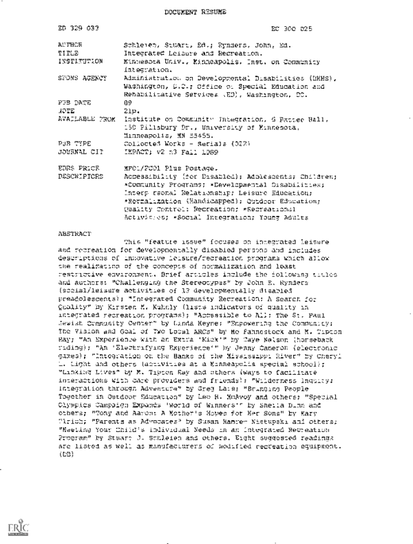 (PDF) Integrated Leisure and Recreation