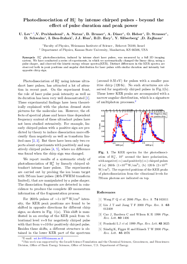 (PDF) Photodissociation of H2+ by intense chirped pulses - beyond the ...