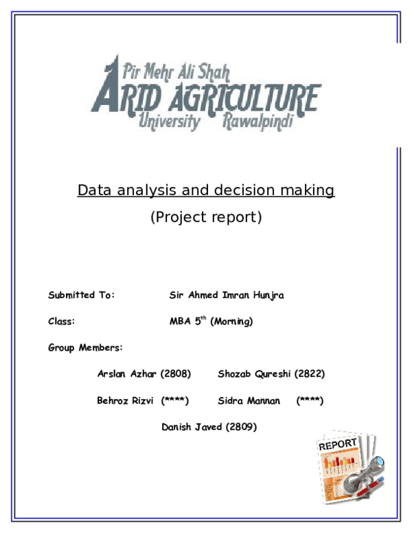 (DOC) Data analysis and decision making report