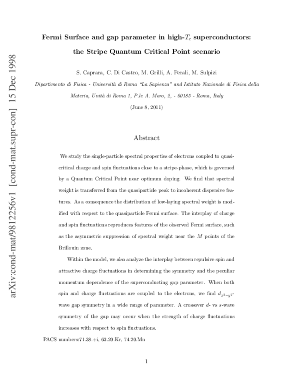 (PDF) Fermi surface and gap parameter in high- T c superconductors: the ... (PDF) Fermi surface and gap parameter in high- T c superconductors: the ...