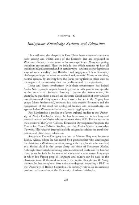 (PDF) chapter 16: Indigenous Knowledge Systems and Education 1