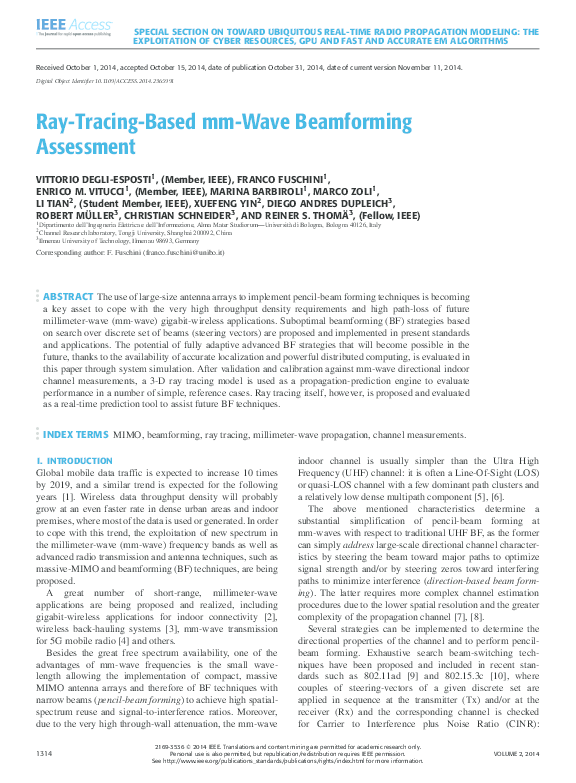 (PDF) Ray-Tracing-Based mm-Wave Beamforming Assessment
