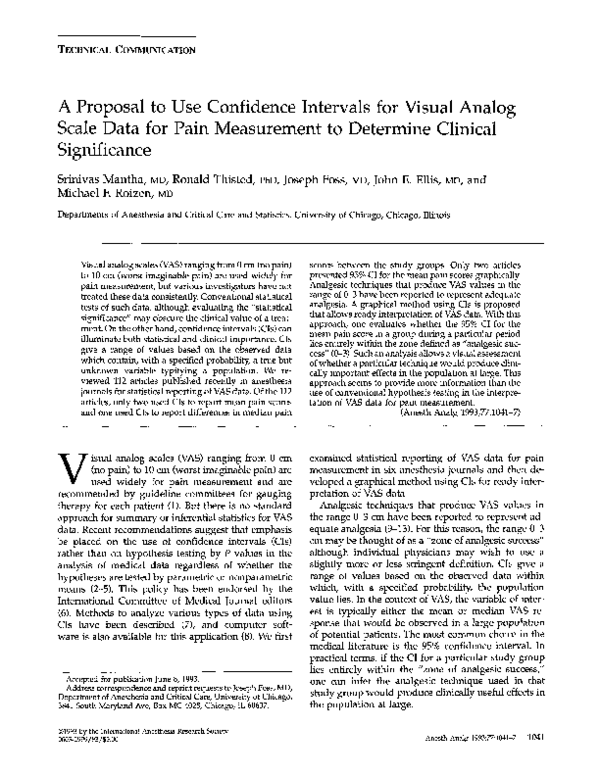 (PDF) A Proposal to Use Confidence Intervals for Visual Analog Scale ...