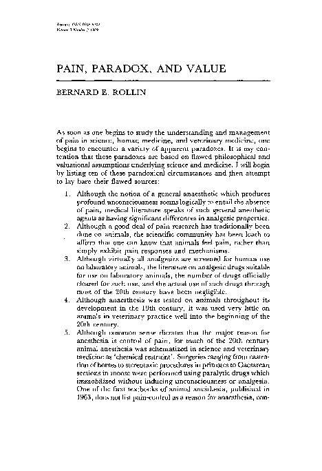 (PDF) Pain, Paradox, and Value