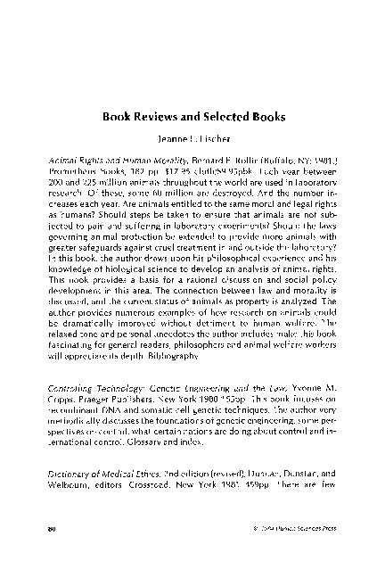 (PDF) Book reviews and selected books | bernard rollin - Academia.edu