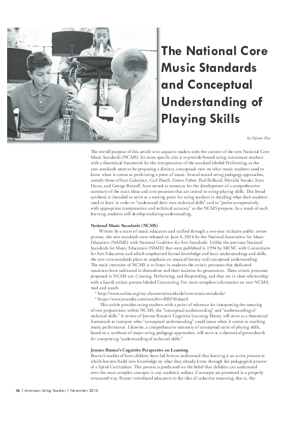 (PDF) The National Core Music Standards and Conceptual Understanding of ...