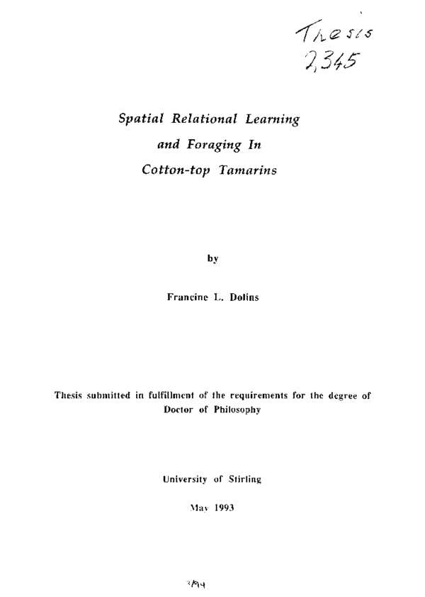(PDF) Spatial relational learning and foraging in cotton-top tamarins