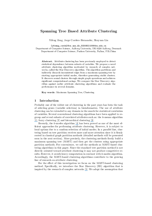 (PDF) Spanning Tree Based Attribute Clustering