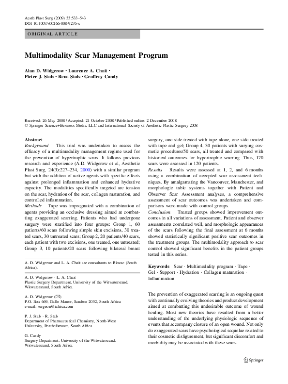 (PDF) Multimodality Scar Management Program