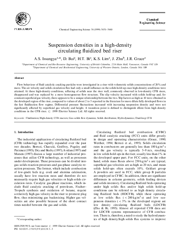 (PDF) Suspension densities in a high-density circulating fluidized bed ...