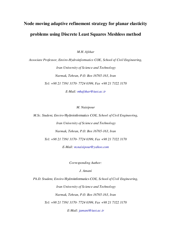 Pdf Adaptive Node Refinement In Meshless Elasticity