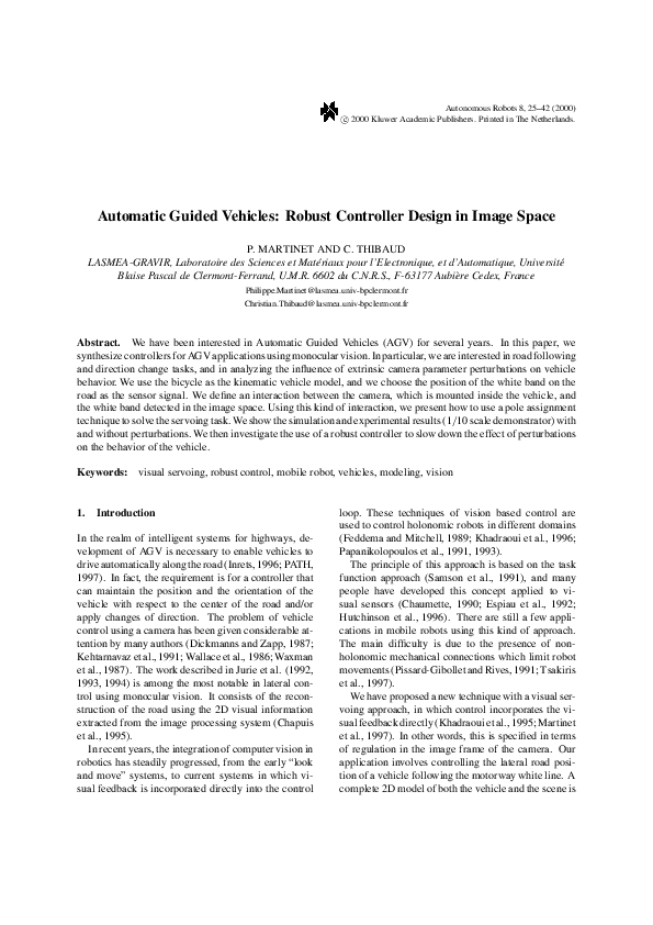 (PDF) Automatic Guided Vehicles: Robust Controller Design in Image Space