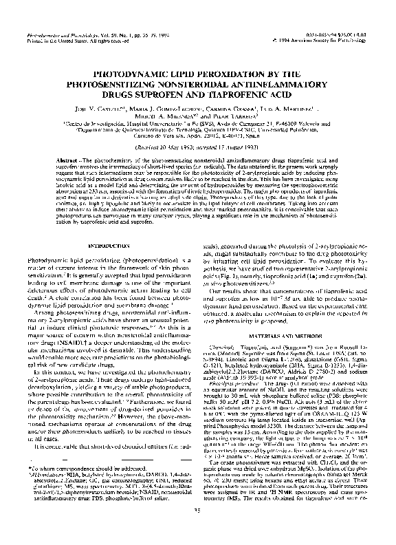 (PDF) PHOTODYNAMIC LIPID PEROXIDATION BY THE PHOTOSENSITIZING ...