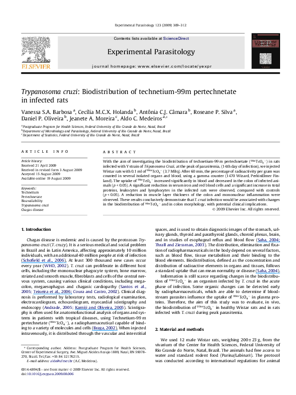 (PDF) Trypanosoma cruzi: Biodistribution of technetium-99m ...
