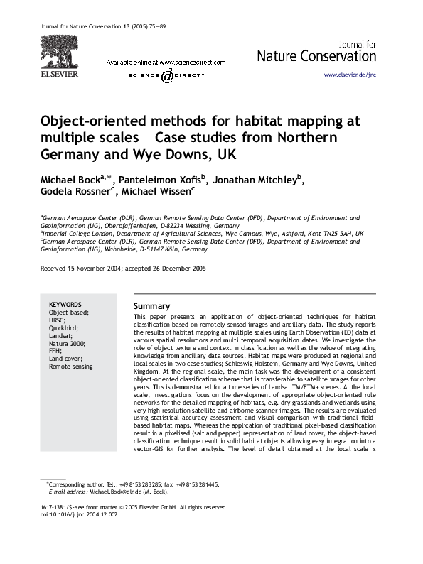 Pdf Object Oriented Methods For Habitat Mapping At Multiple Scales