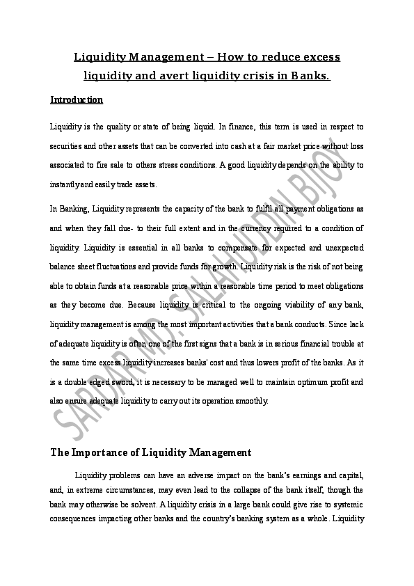 (DOC) Liquidity Management – How to reduce excess liquidity and avert ...