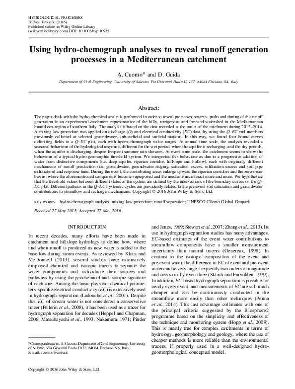 (PDF) Using hydro-chemograph analyses to reveal runoff generation ...
