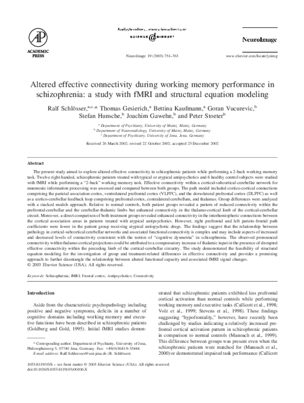 (PDF) Altered effective connectivity during working memory performance in schizophrenia: a study ...
