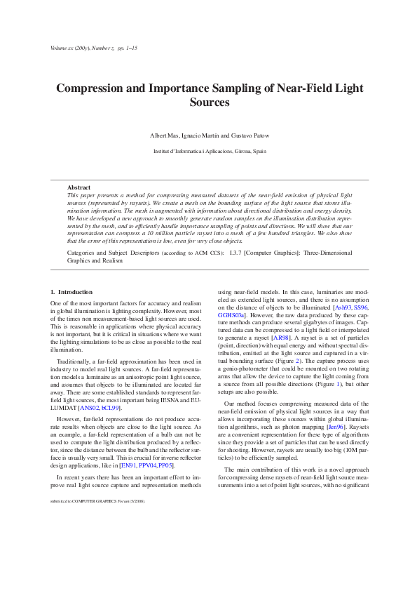 (PDF) Compression and Importance Sampling of Near-Field Light Sources