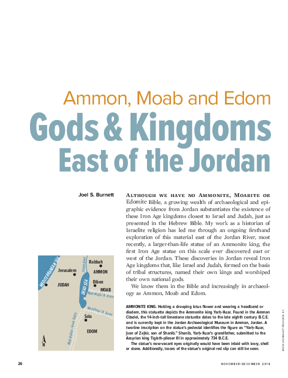 (PDF) Ammon, Moab, and Edom: Gods and Kingdoms East of the Jordan