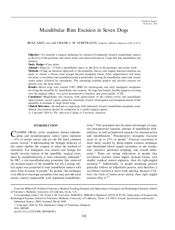 (PDF) Mandibular Rim Excision in Seven Dogs