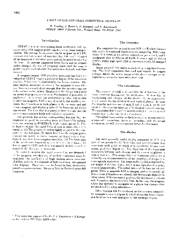 (PDF) 452 A FAST OPTICS AND ORBIT CORRECTION PROGRAM