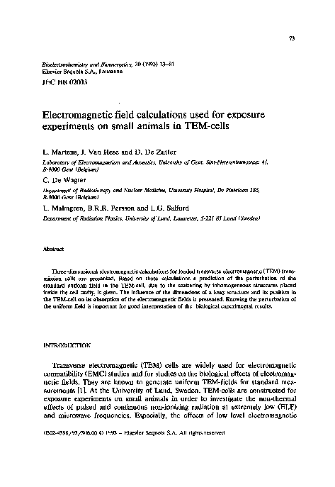 (PDF) Electromagnetic field calculations used for exposure experiments ...