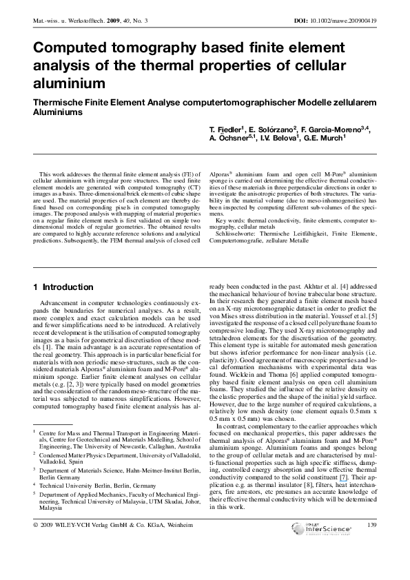 (PDF) Computed tomography based finite element analysis of the thermal properties of cellular ...