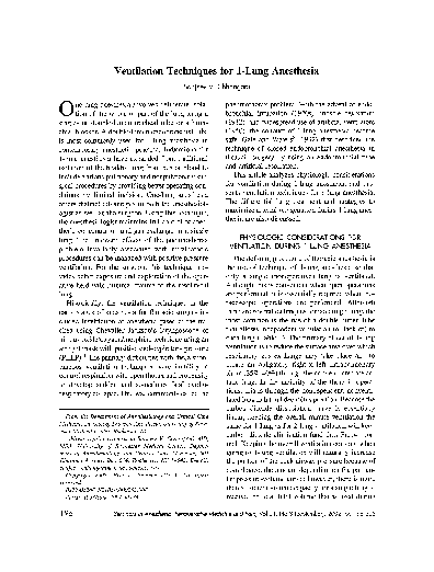 (PDF) Ventilation techniques for 1-lung anesthesia