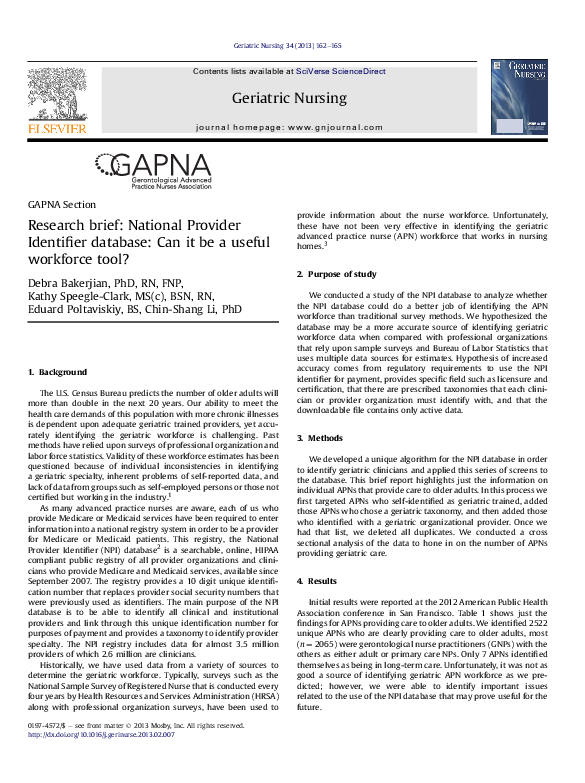 (PDF) Research brief: National Provider Identifier database: Can it be ...