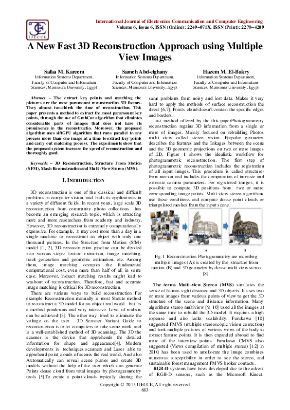 (PDF) A New Fast 3D Reconstruction Approach using Multiple View Images