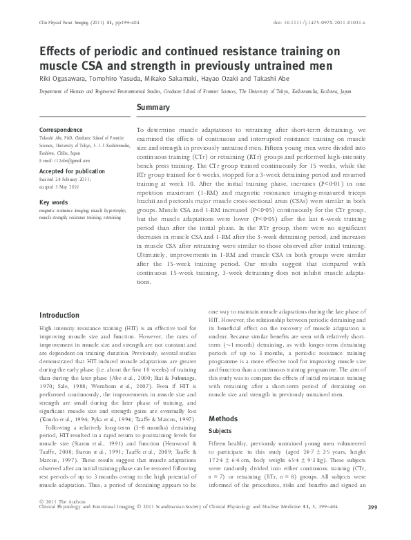 (PDF) Effects of periodic and continued resistance training on muscle ...