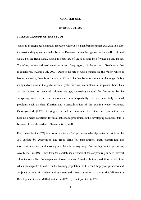Doc Estimation Of Reference Evapotranspiration