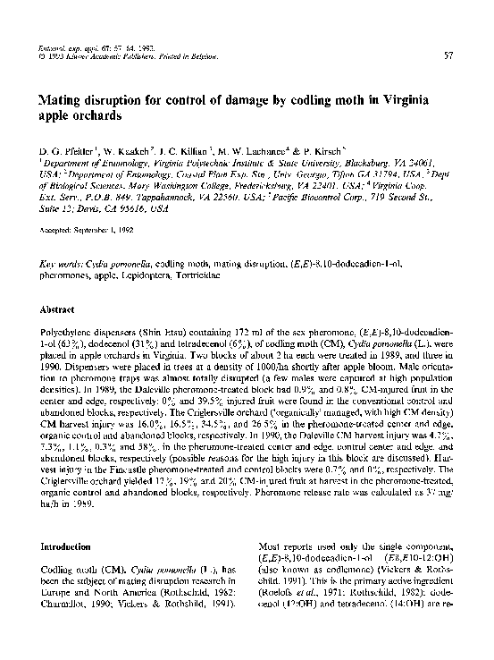(PDF) Mating disruption for control of damage by codling moth in ...