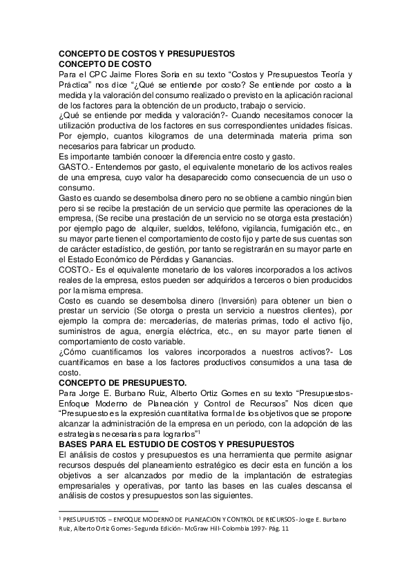 (PDF) CONCEPTO DE COSTOS Y PRESUPUESTOS CONCEPTO DE COSTO