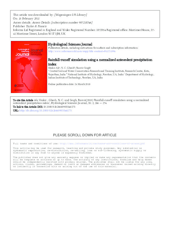 (PDF) Rainfall–runoff simulation using a normalized antecedent ...