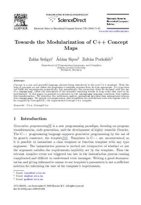 (PDF) Towards the Modularization of C++ Concept Maps