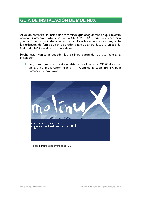 (DOC) GUÍA DE INSTALACIÓN DE MOLINUX | Ame Saba - Academia.edu