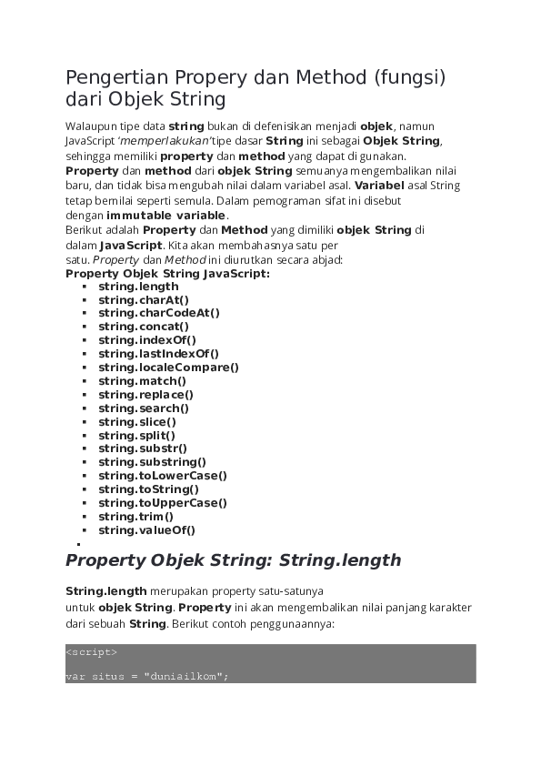 (DOC) Pengertian Propery dan Method String