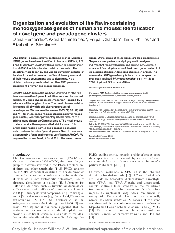 (PDF) Identification and characterization of the FMO2 gene in Rattus ...