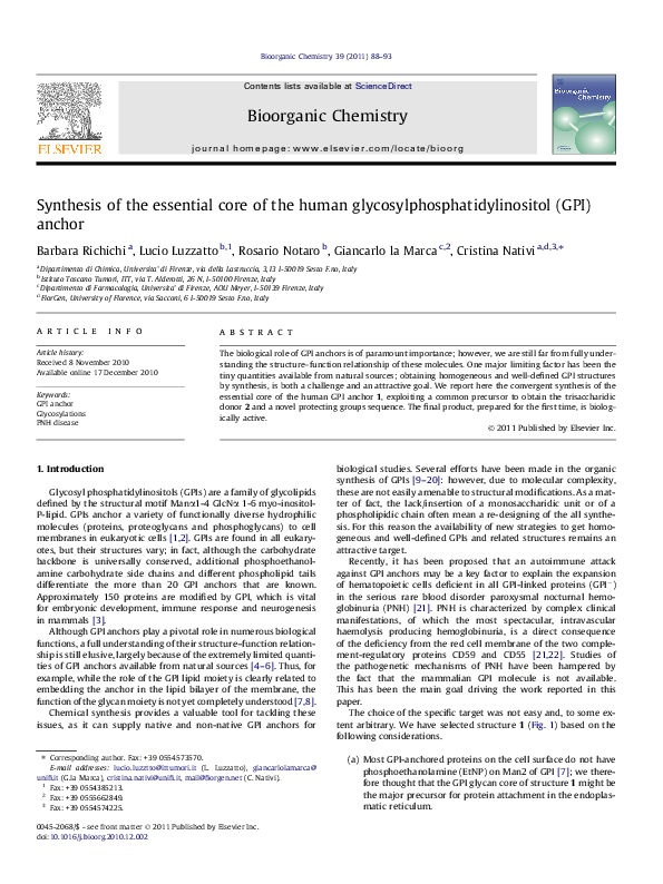 (PDF) Synthesis of the essential core of the human glycosylphosphatidylinositol (GPI) anchor
