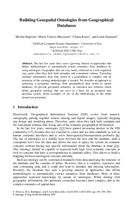 (PDF) Building Geospatial Ontologies from Geographical Databases