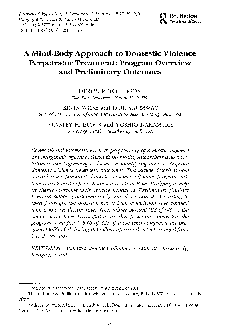 (PDF) A Mind-Body Approach to Domestic Violence Perpetrator Treatment ...