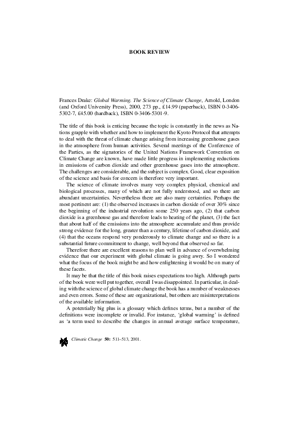 (PDF) Frances Drake, Global Warming. The Science of Climate Change