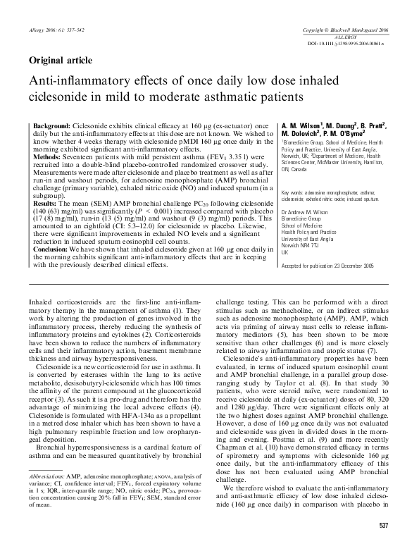 (PDF) Anti-inflammatory effects of once daily low dose inhaled ...