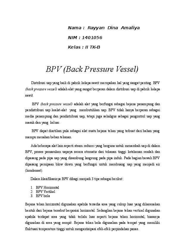 (DOC) BPV (Back Pressure Vessel