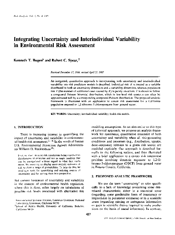 (PDF) Integrating uncertainty and interindividual variability in ...