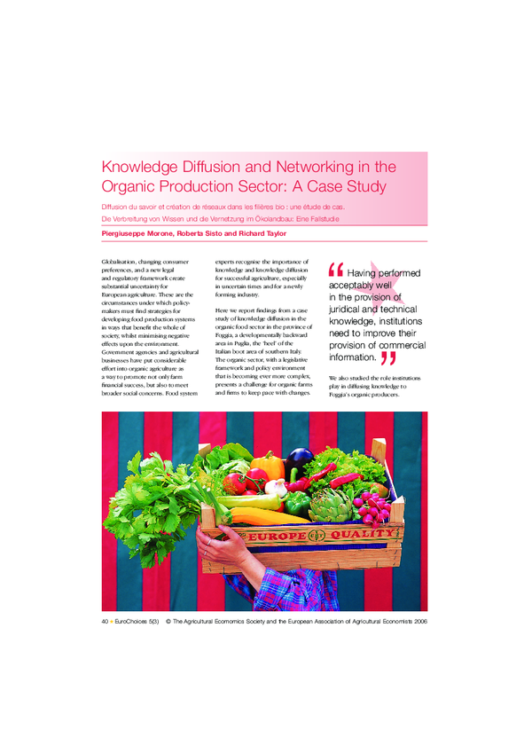 (PDF) Knowledge Diffusion and Networking in the Organic Production ...